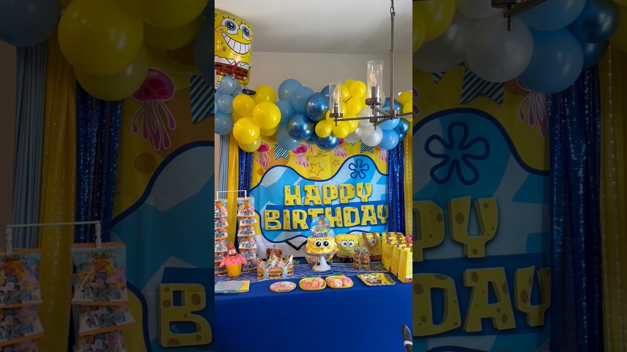 SPONGEBOB THEME BIRTHDAY PARTY DECORATION IDEAS! #shorts #spongebob #partydecorations #kidsparty