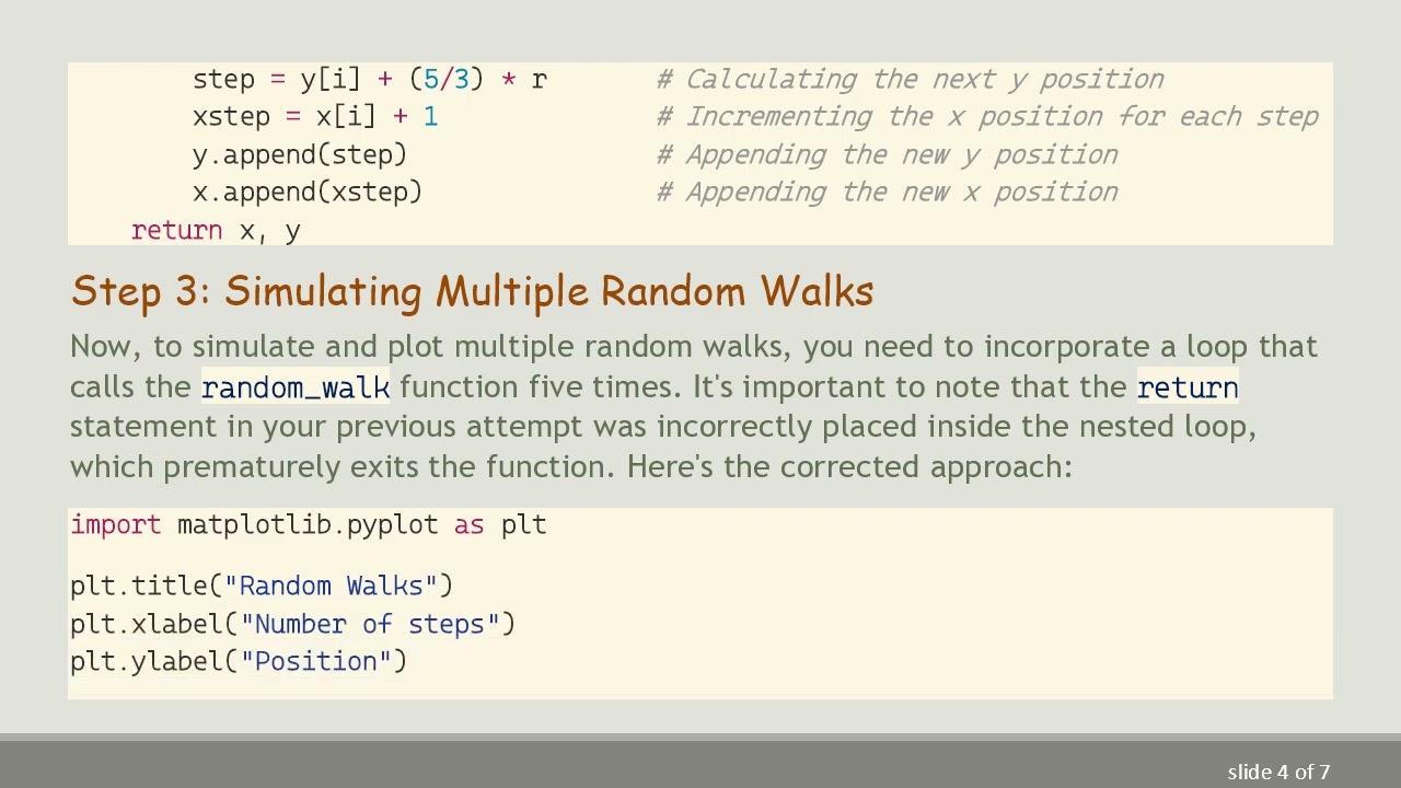 Simulating 5 Random Walks in Python