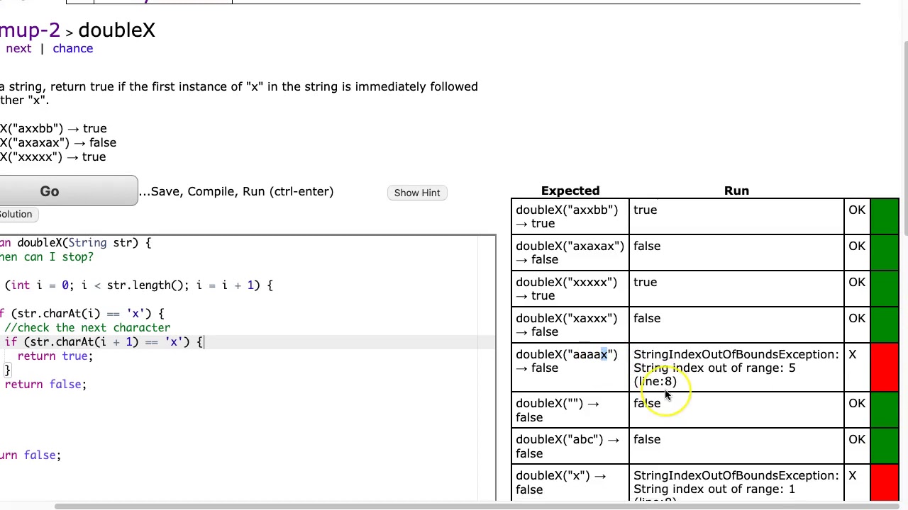 Codingbat - doubleX (Java)
