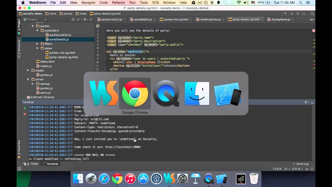 angular meteor tutorial - Step 15 - Conditional templates