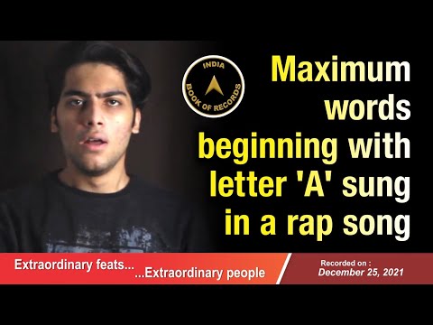 Maximum words beginning with letter ‘A’ sung in a rap song