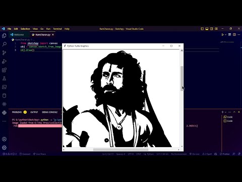 Ram Charan Ram Look RRR Using Python Sketchpy | Python Programming Hub