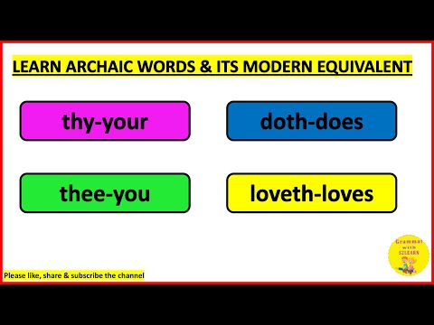 Archaic Words| Archaic Words in English| S2LEARN