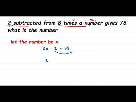 2 subtracted from 8 times a number gives 78. what is the number?