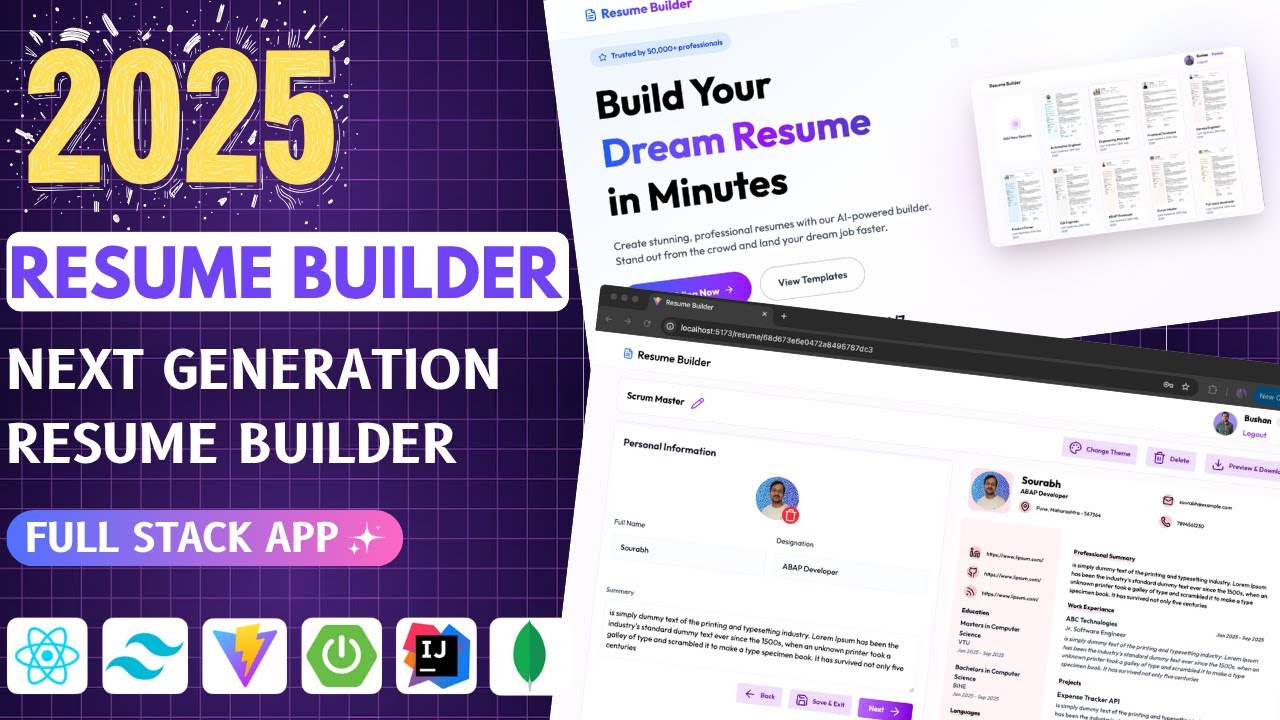 Full‑Stack Resume Builder Tutorial (React + Spring Boot) — Razorpay Payments, JWT Auth, PDF Download