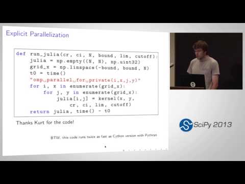 Pythran: Enabling Static Optimization of Scientific Python Programs; SciPy 2013 Presentation