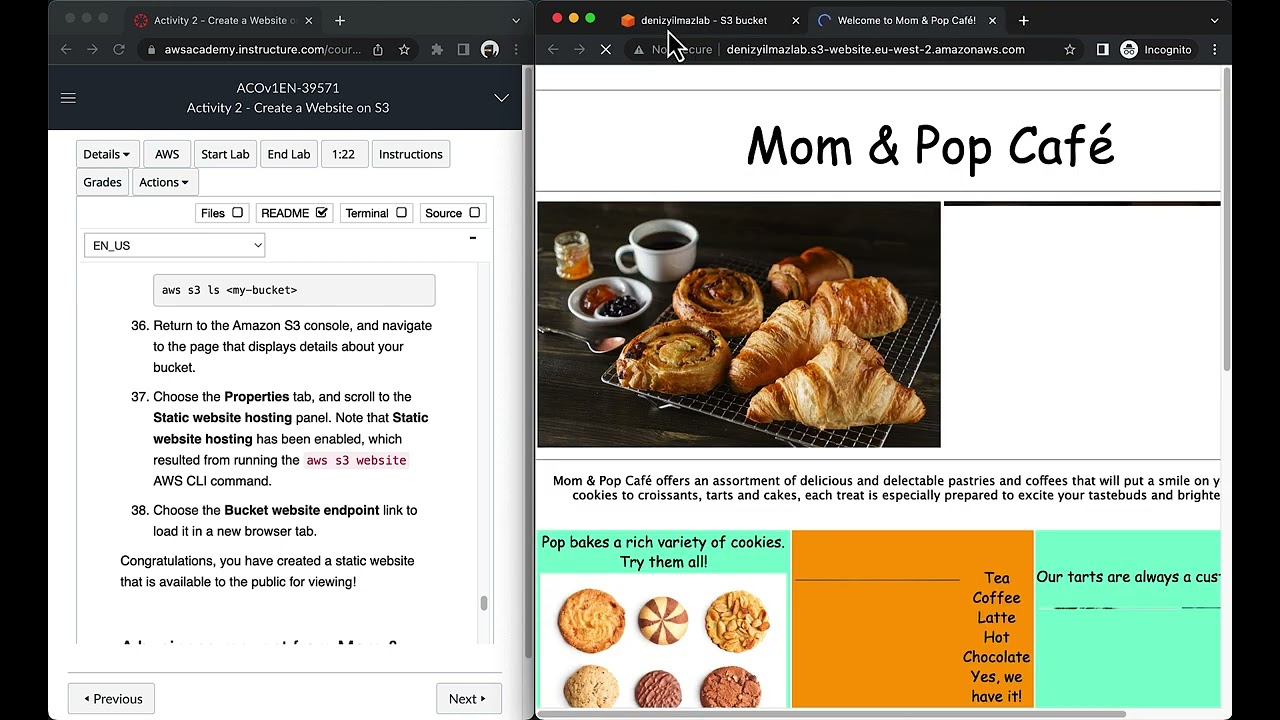 AWS Academy Cloud Operations (SysOps) Module 2: Activity 2 - Create a Website on S3