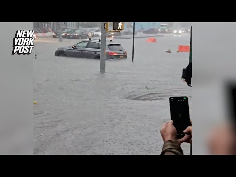 WATCH: A whirlpool formed on Brooklyn’s 4th Avenue amid flash flooding