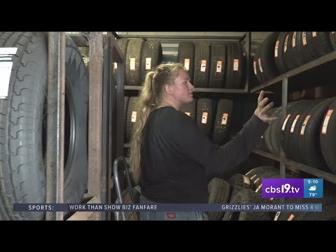 Paving the road as a young female tire shop owner