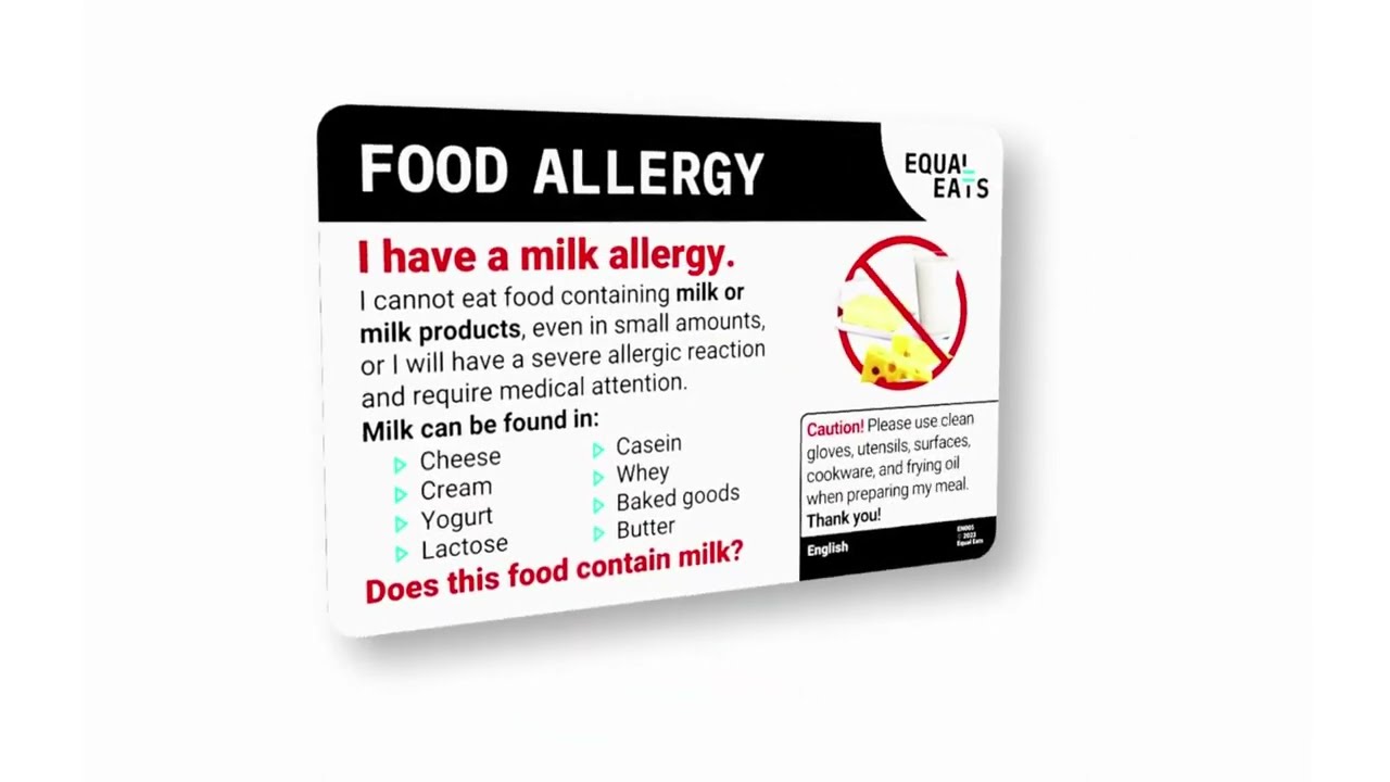 Milk Allergy Card