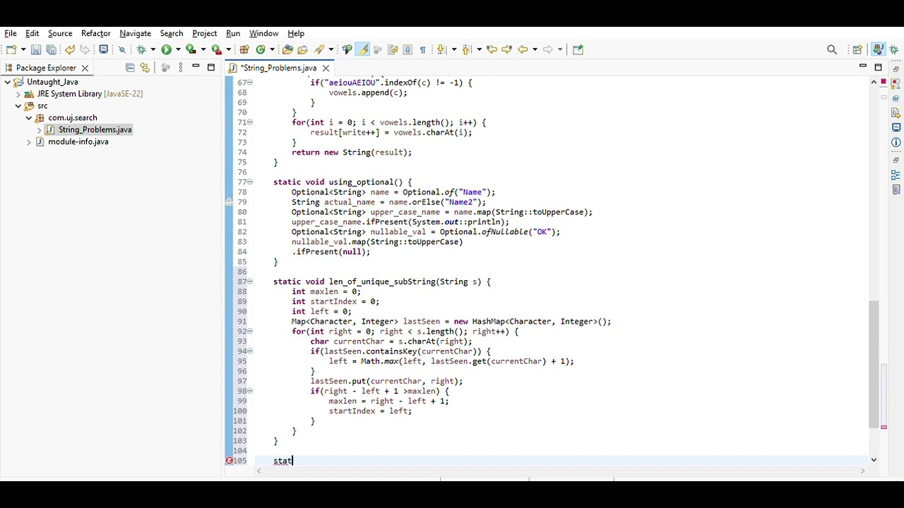 003 String Manipular   Unique Substring   java Programming
