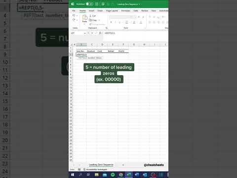 How to make a sequence of numbers with leading zeros #excel