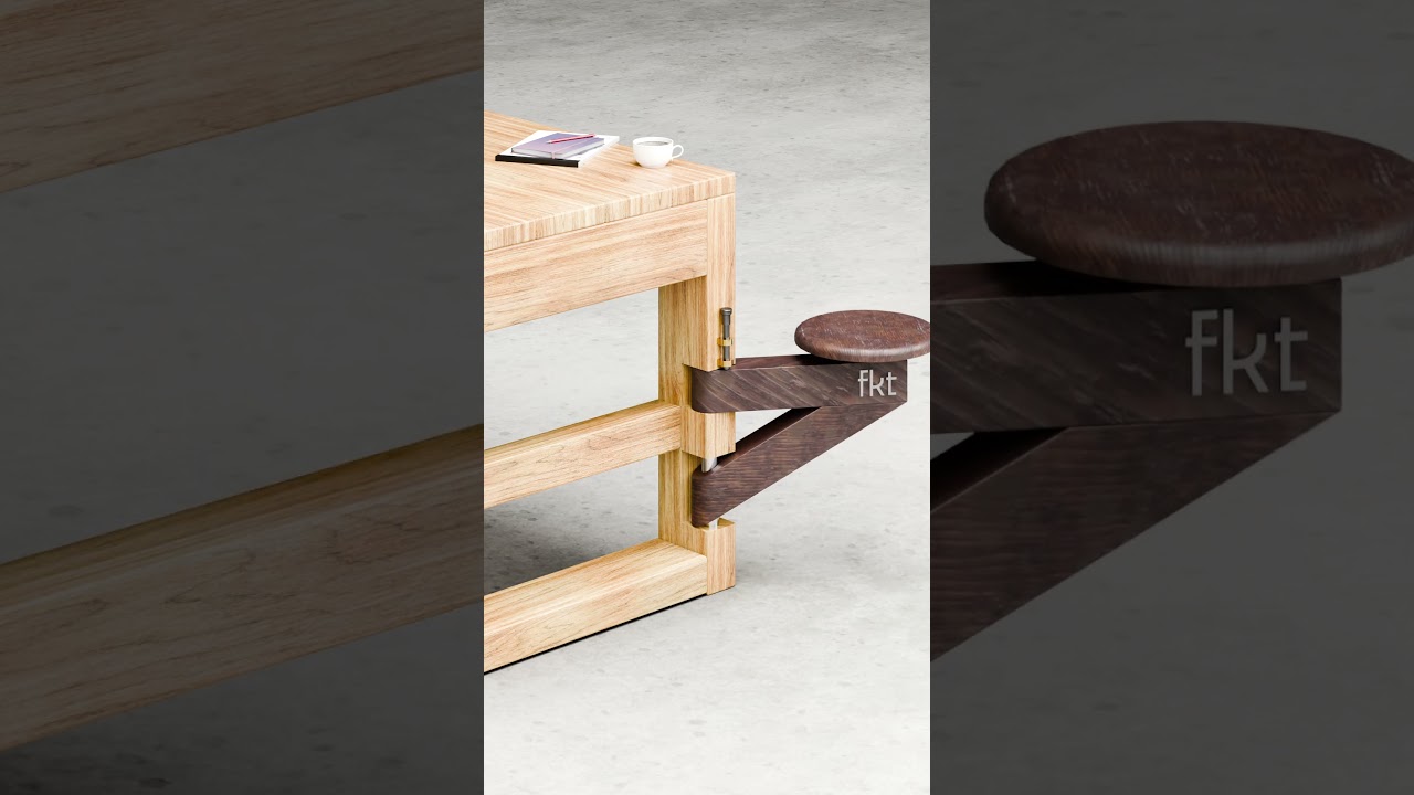 Attached Fold-in Wooden Stool Concept