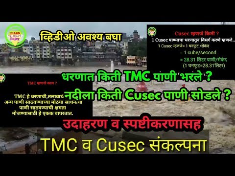 TMC and Cusec meaning in Marathi | What is TMC & Cusec |Water measurement.