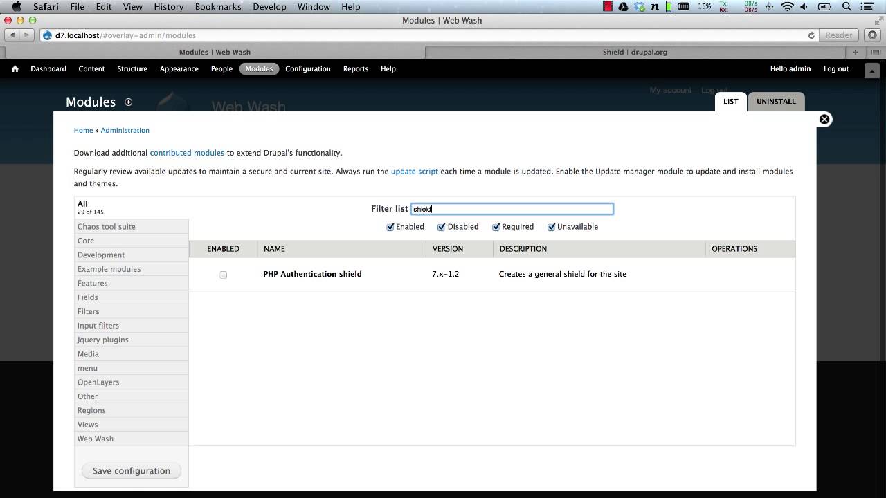 Using Shield Module In Drupal 7