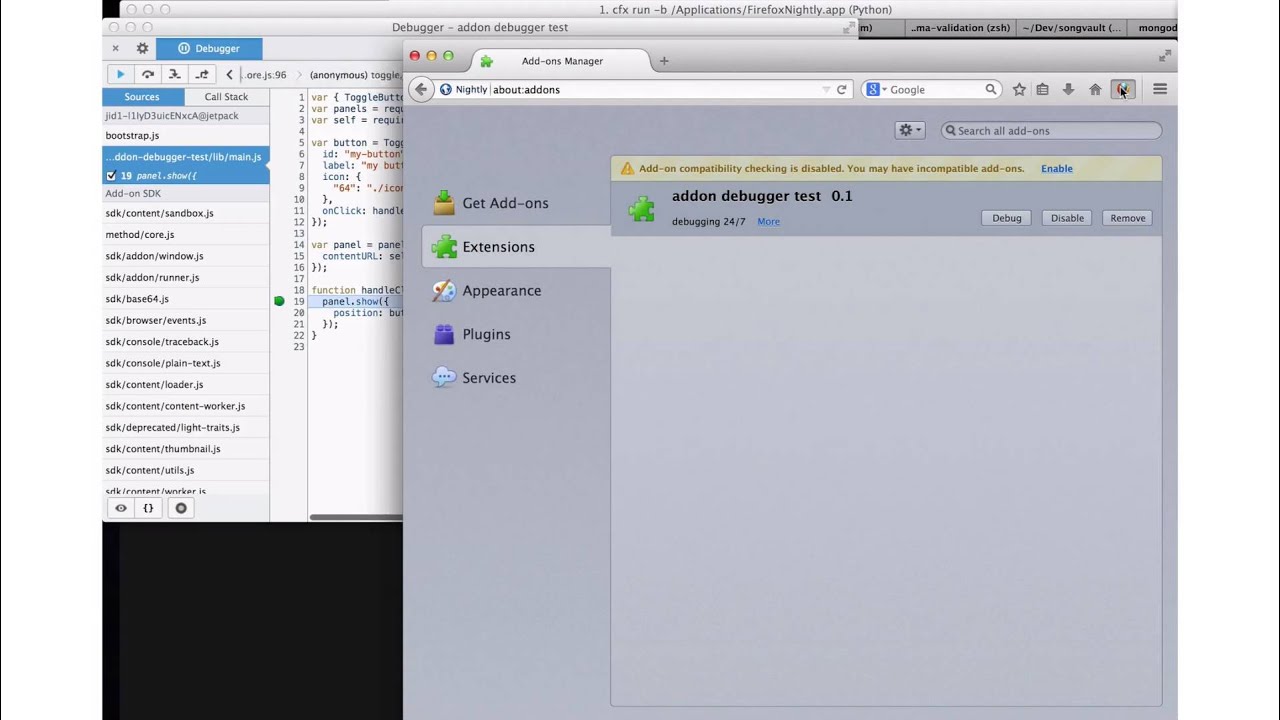 Add-on Debugger - Firefox Developer Tools