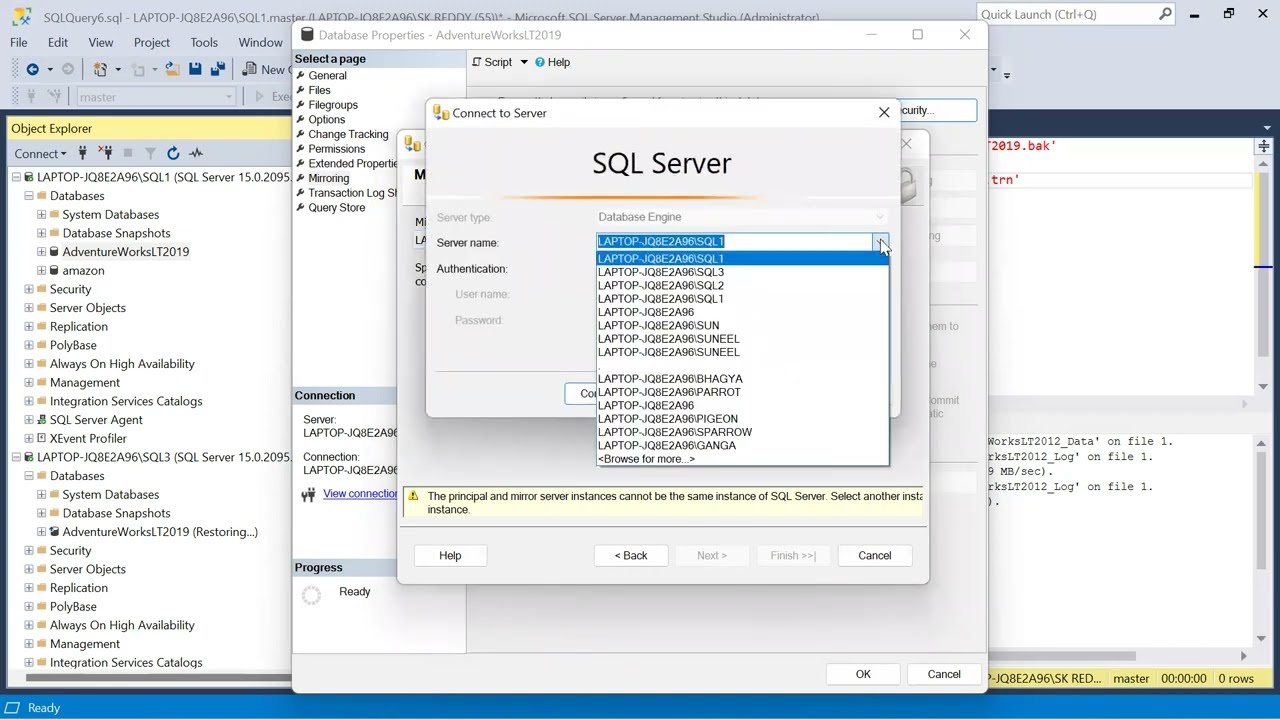 Database mirroring configuration in SQL Server