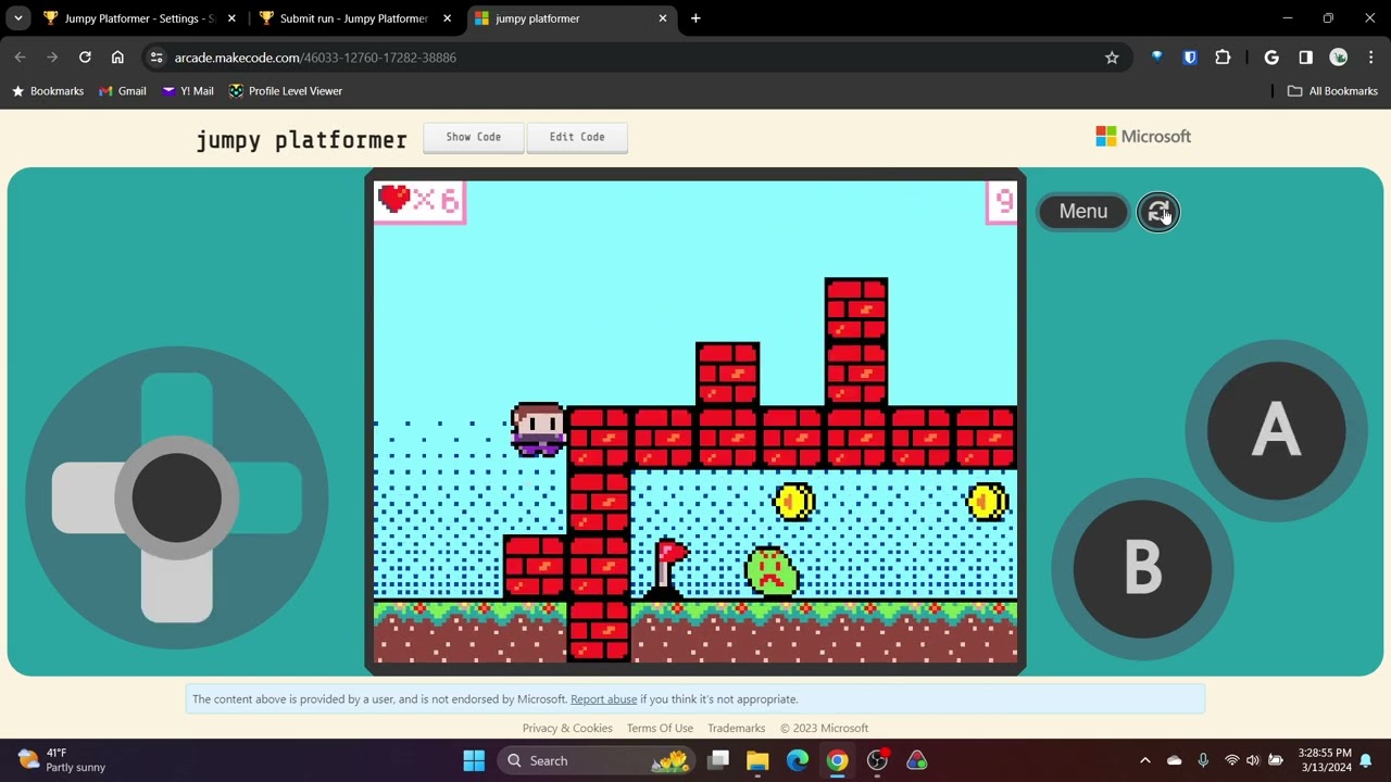 Jumpy Platformer speedrun (50.75s)