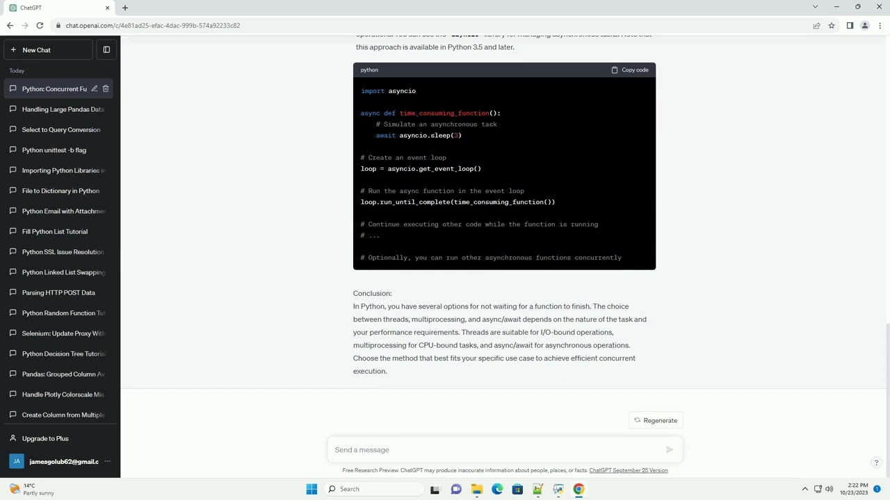 How to not wait for function to finish python