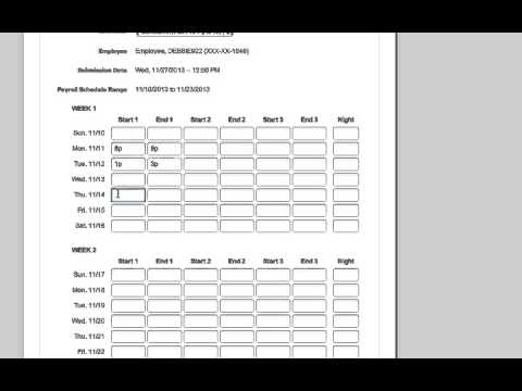 Creating a Timesheet - PCA