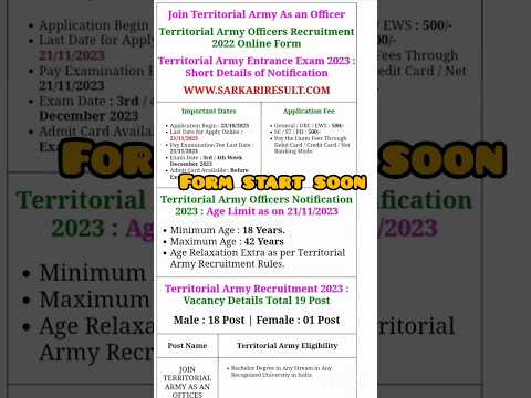 Territorial Army Officer Online Form 2023