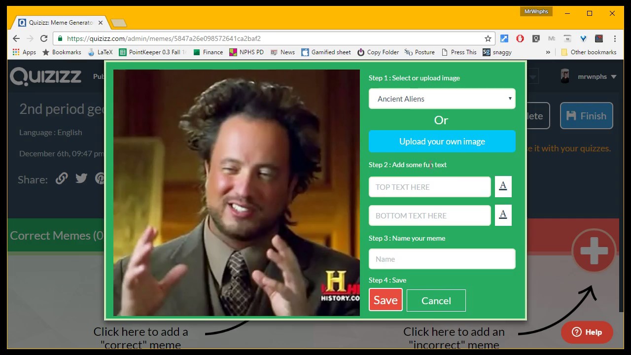 Creating a Quizizz quiz