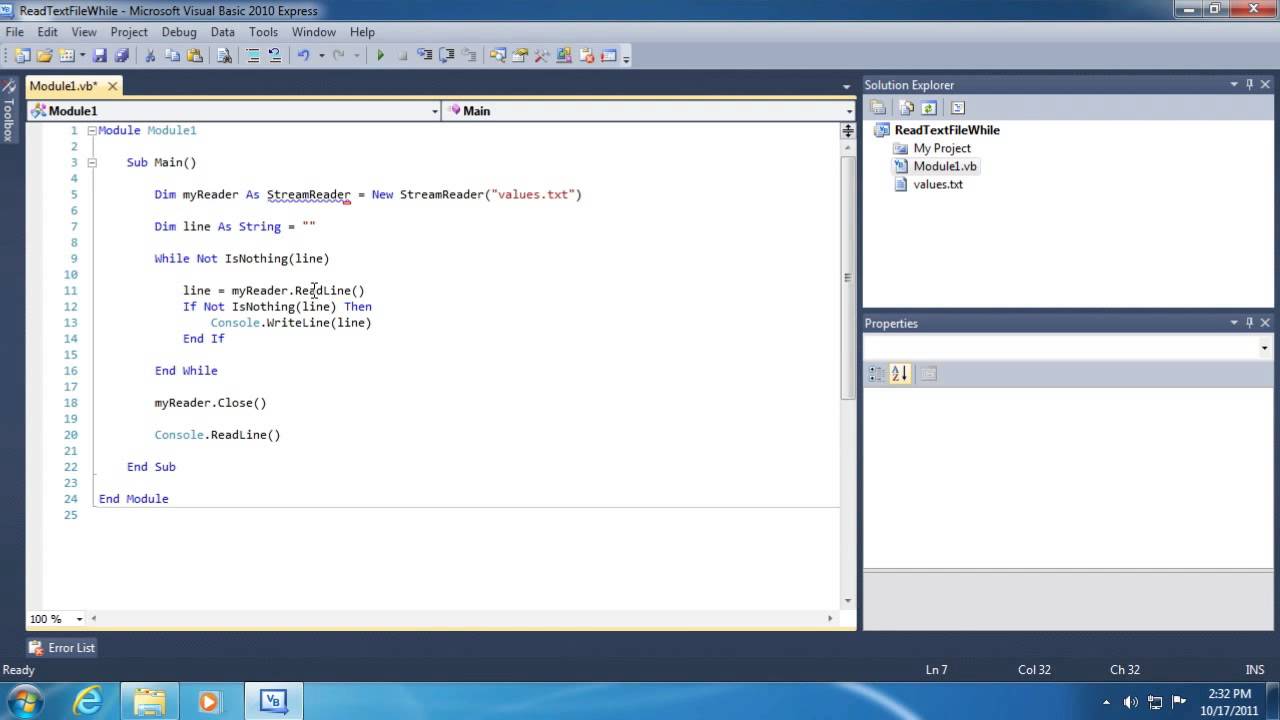 11 Visual Basic While Iterations and Reading Data from aText File