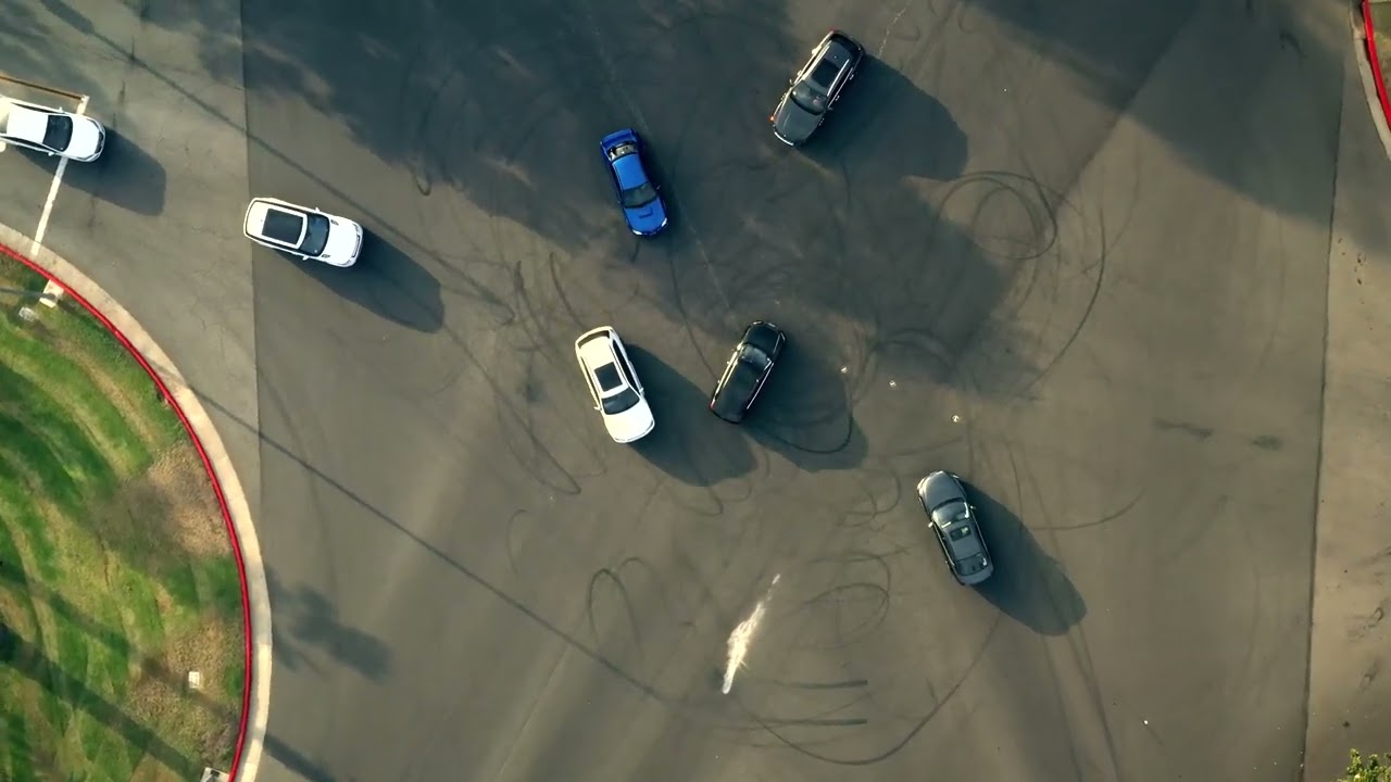 Cars on 6-Way Intersection Close Up - Free Footage