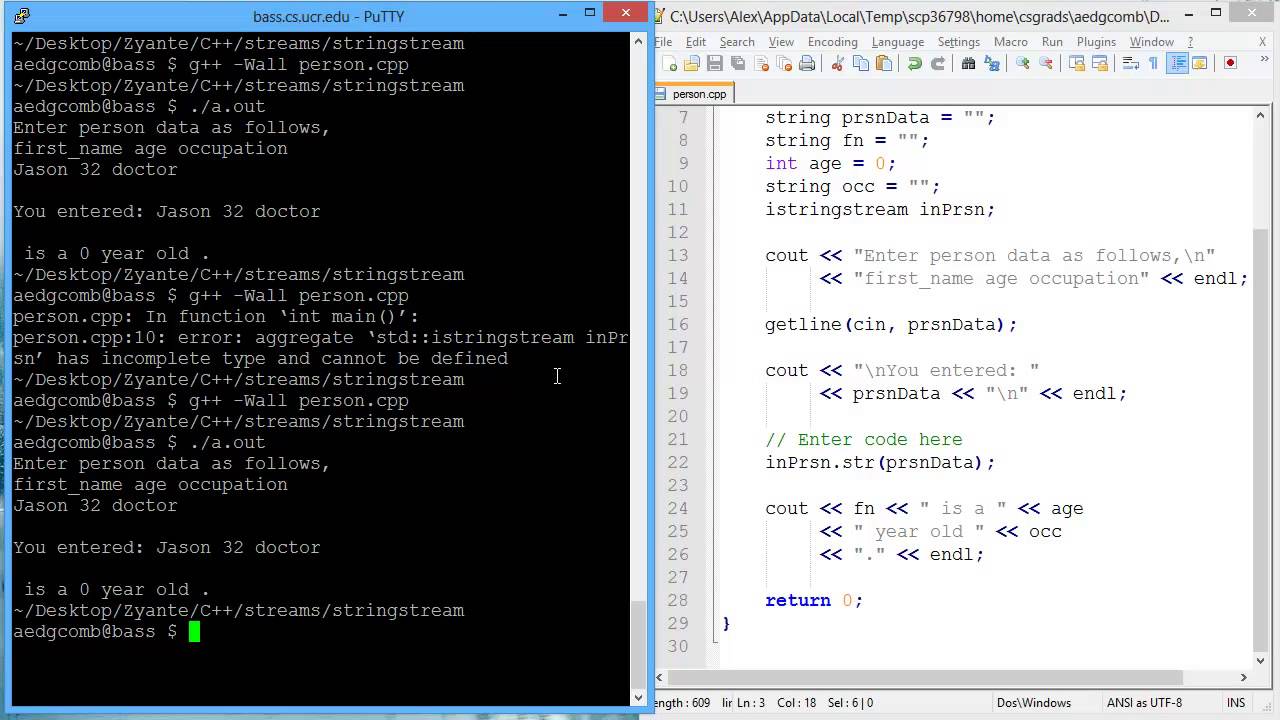 Programming example: Input string stream