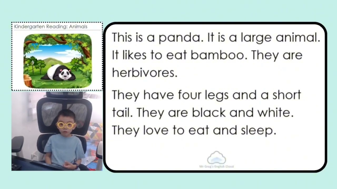 Kindergarten Reading: Animals | PANDA | Mr. Greg's English Cloud | Light's Reading Realm