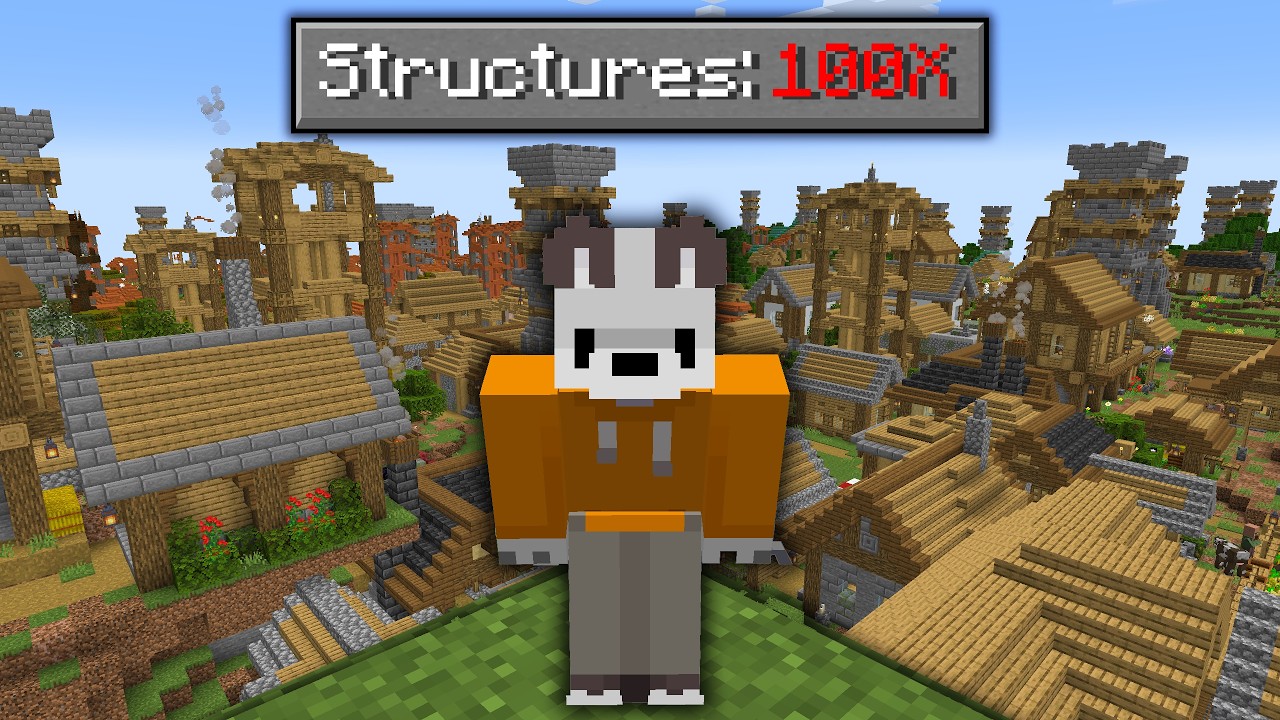Beating Minecraft With 100x Custom Structures Spawnrate