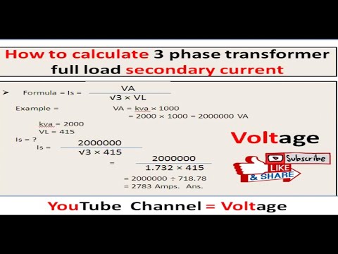 how to calculate 3 phase transformer full load secondary current with VA