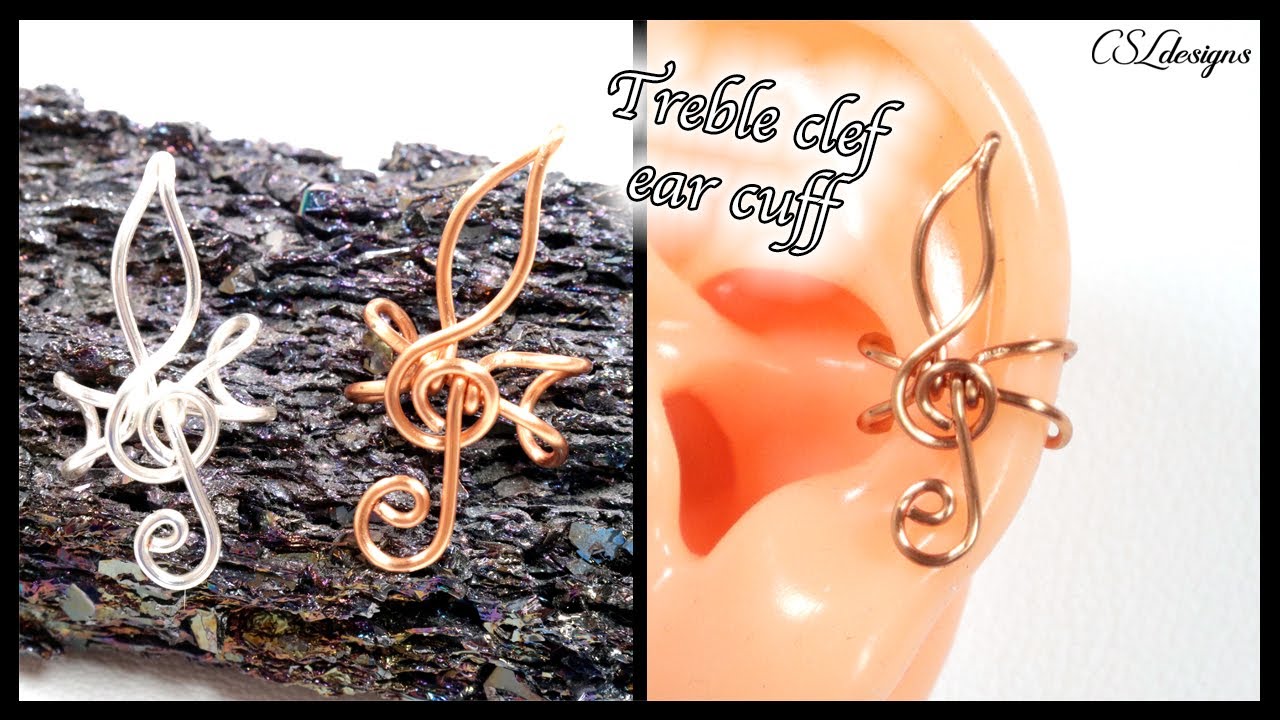 Treble clef wirework ear cuff