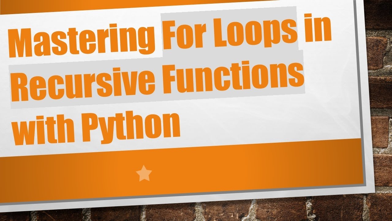 Mastering For Loops in Recursive Functions with Python