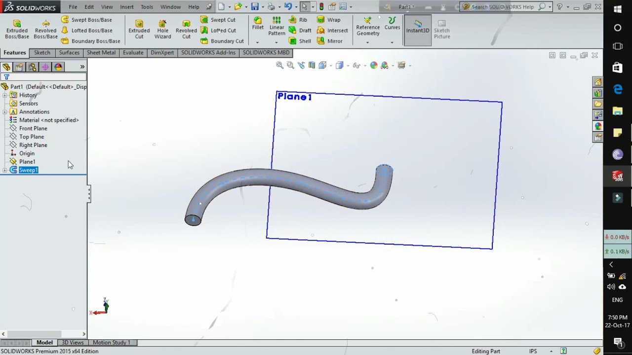 How to use Swept Boss/Base Feature - SolidWorks Tutorial | Tech Hawk
