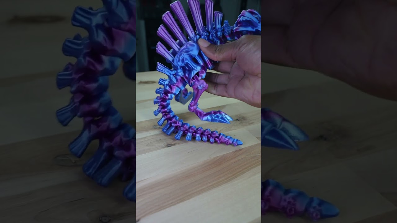 Silk Gradient Spinosaurus Skeleton 3D Print | Flexi Factory x Bambu Labs X1C  #3dprintshorts