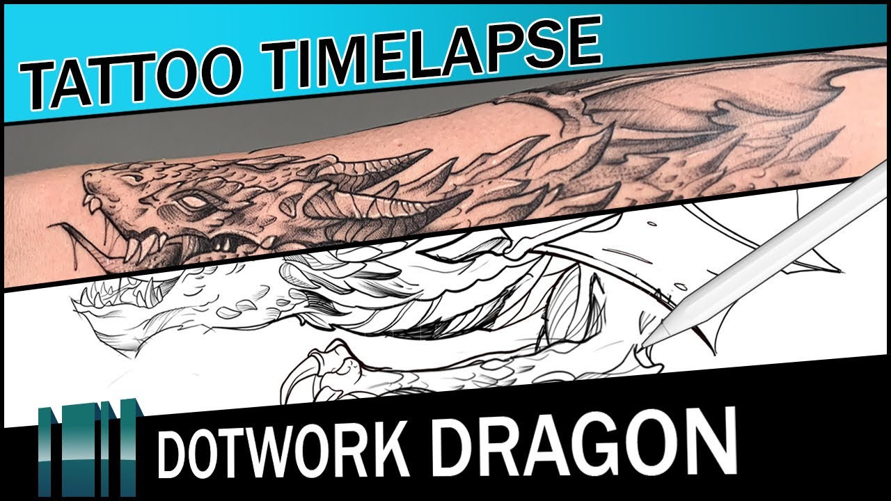 Dotwork Dragon Tattoo ( Timelapse )