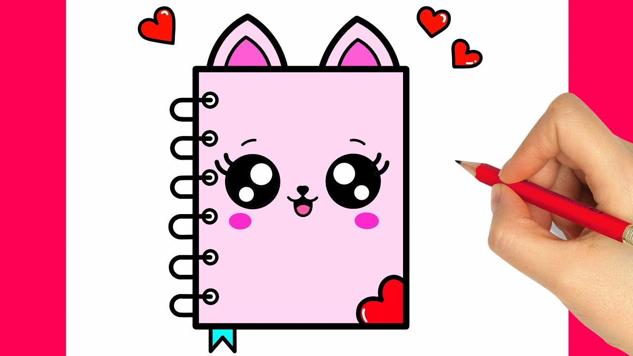 COMO DIBUJAR UN CUADERNO KAWAII