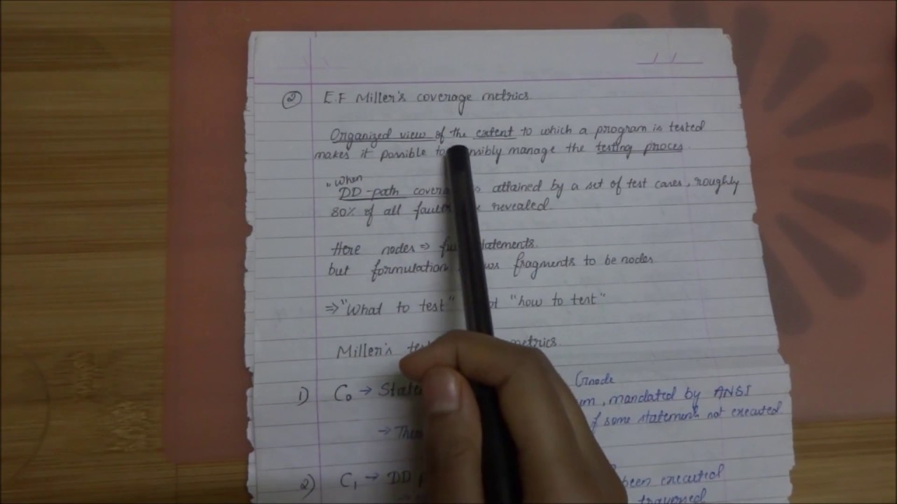 Test coverage metrics Software testing (theory)