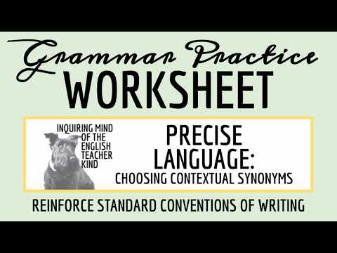 Grammar Practice Worksheet on Precise Language with Contextual Synonyms