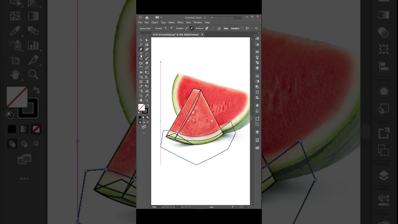 How to draw a watermelon logo in Adobe Illustrator - Flat Vector Art Tutorial