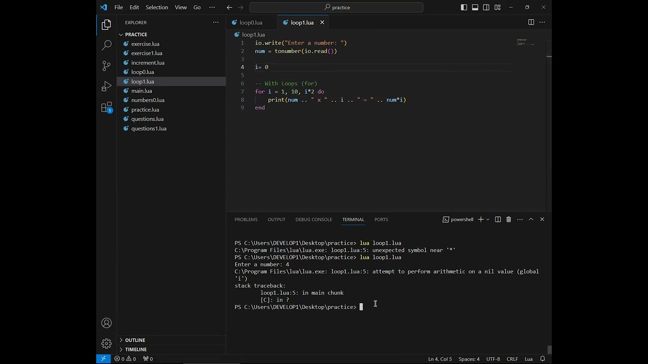 For and Repeat... Until Loop in Lua