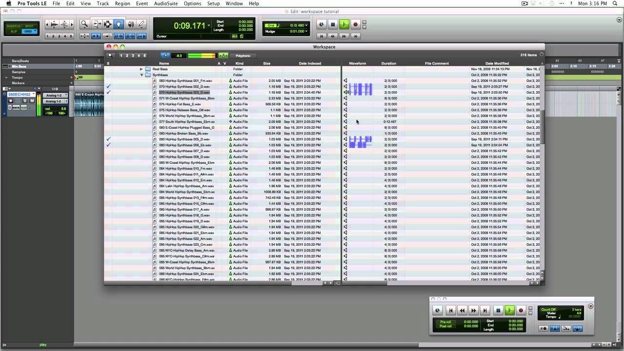 ProTools Workspace Browser tutorial
