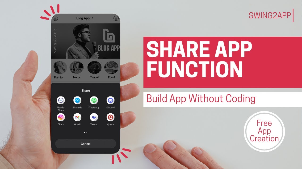 Share App Button | Swing2App Tutorial | No Code |