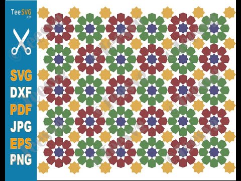 Islamic Art Pattern SVG PNG Moroccan Zellige Tile Mosaic Pattern Arabesque Traditional Background