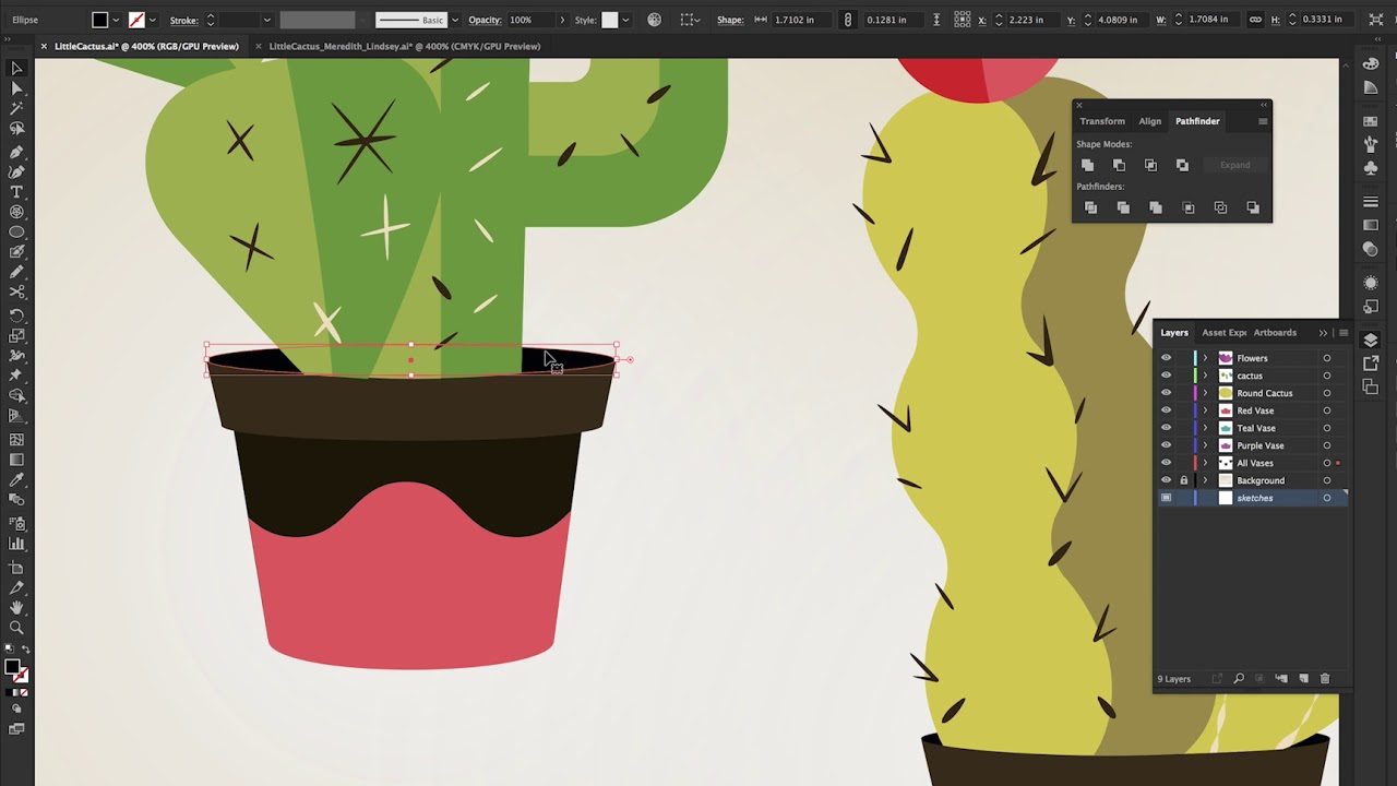 Little Cactus Illustrator Tutorial