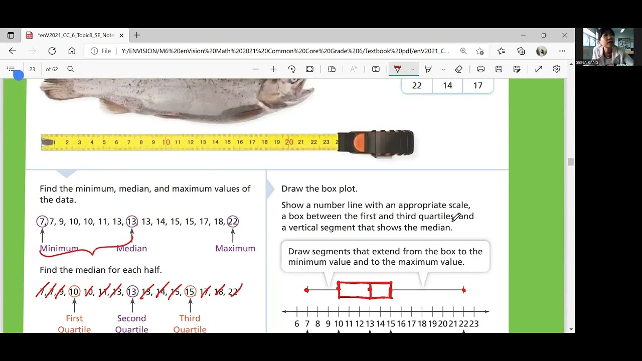 EnVision Math 6 Lesson 8-3: Display Data in Box Plots