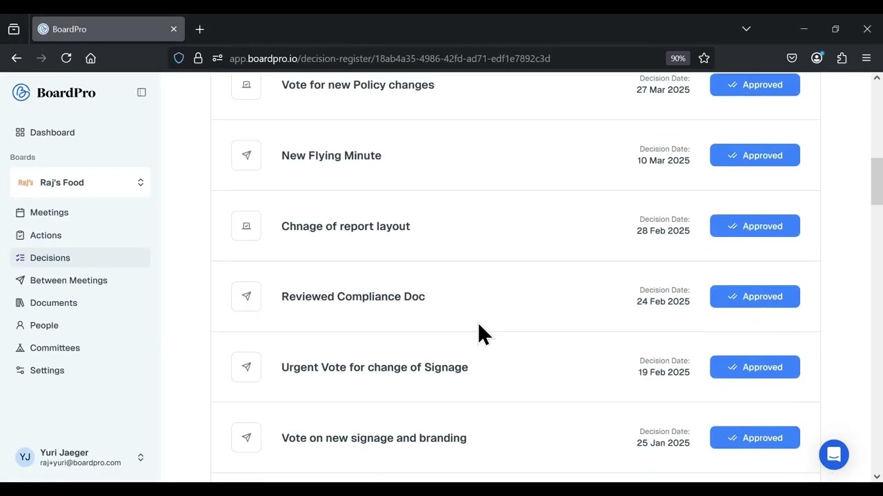 BoardPro - Meeting minutes overview