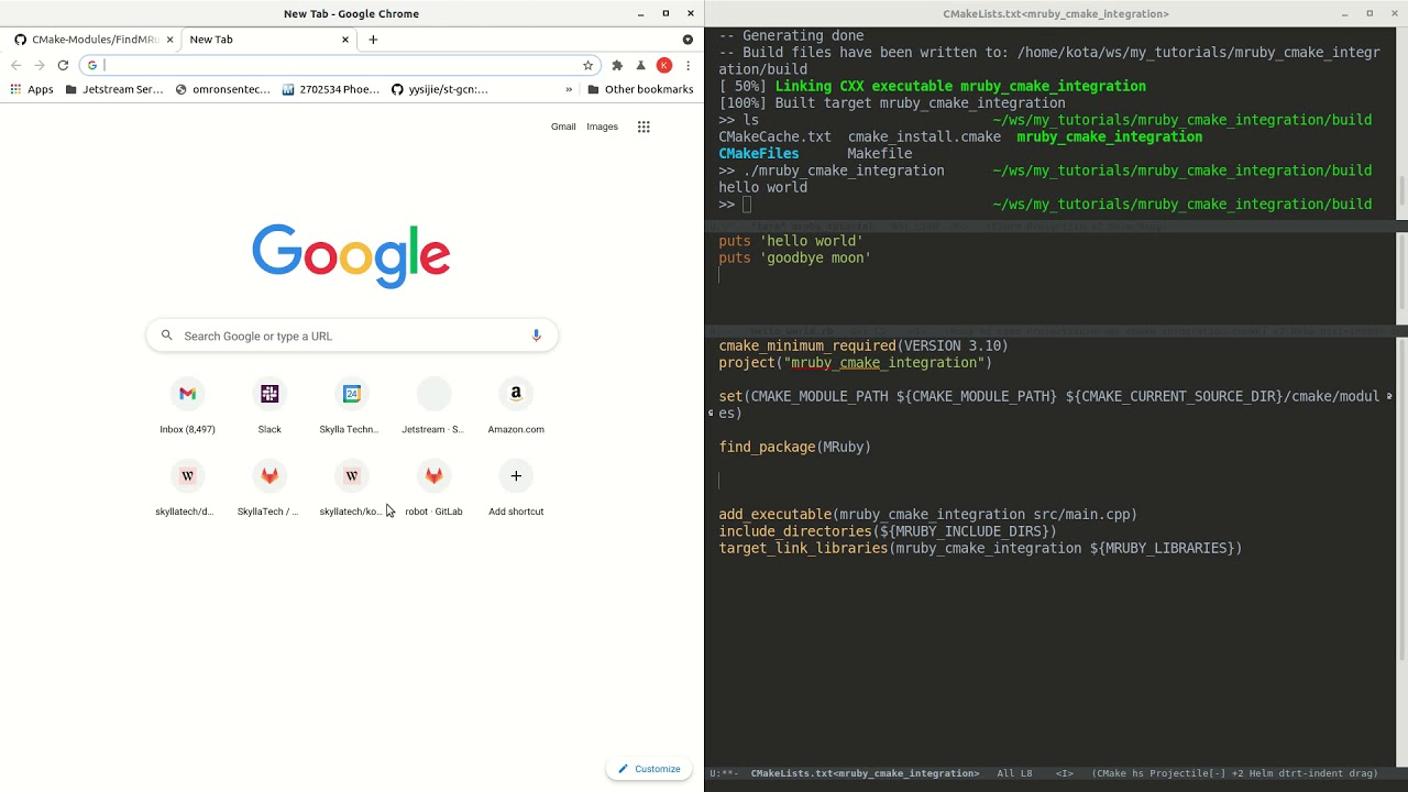 Integrating Ruby and C++ using MRuby and CMake