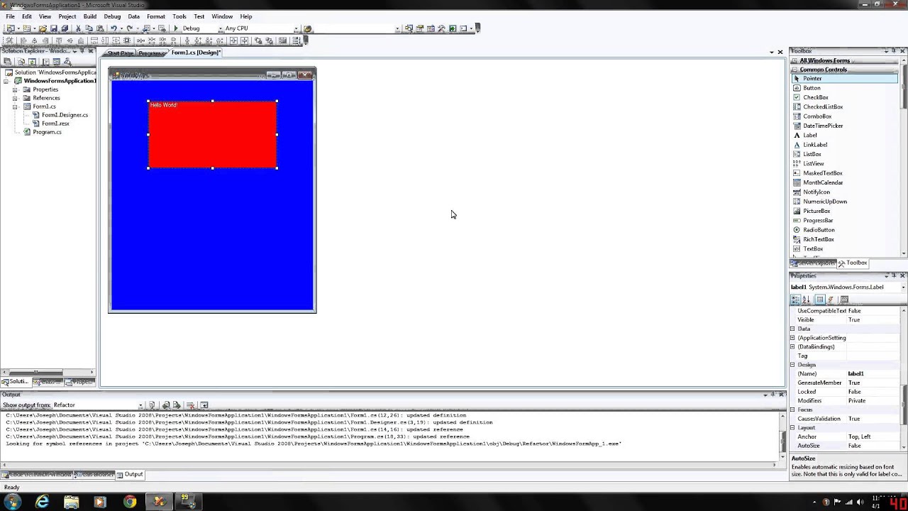 C# Programming 1 - Creating a Windows Form Application